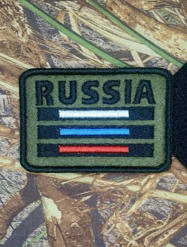 Нашивка шеврон патч (РосШеврон) Флаг России триколор с надписью RUSSIA ...