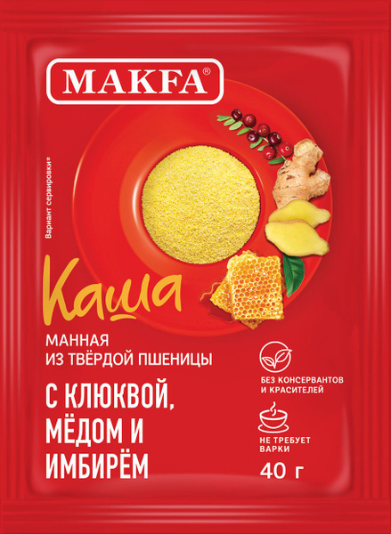 Каша моментального приготовления Makfa манная из твёрдой пшеницы с ...