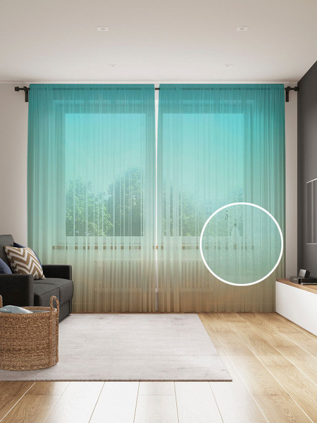 Тюль, фототюль длинный JoyArty "Начало рассвета" высота 265 см, ширина 145 см (2 полотна) на ...