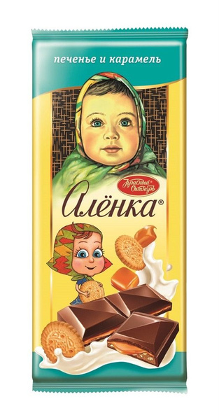 Алёнка Шоколад Алёнка, с карамельной, молочной начинкой и печеньем, 87 ...