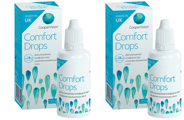 Капли Comfort Drops 20 мл 2 штуки. Увлажняющие Комфорт Дропс Купер Вижн ...