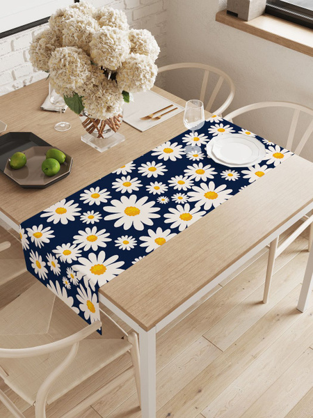 Дорожка водоотталкивающая на стол "Поле ромашек" JoyArty с рисунком 145 на 40 см - купить в ...