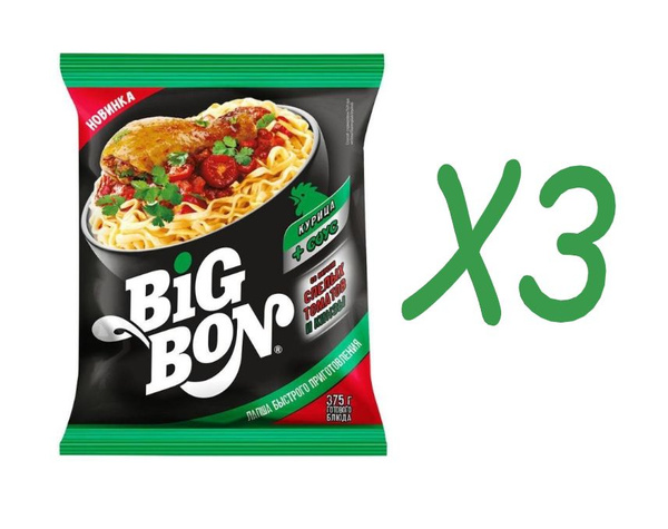 Лапша, BIG BON, ТОМАТЫ И КИНЗА 75 г Х3 пачки - купить с доставкой по ...