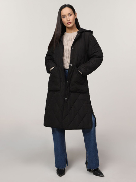 Пальто Pull&Bear, Демисезон, размер 40, 42, цвет черный, Полиэстер - купить по выгодной цене в ...