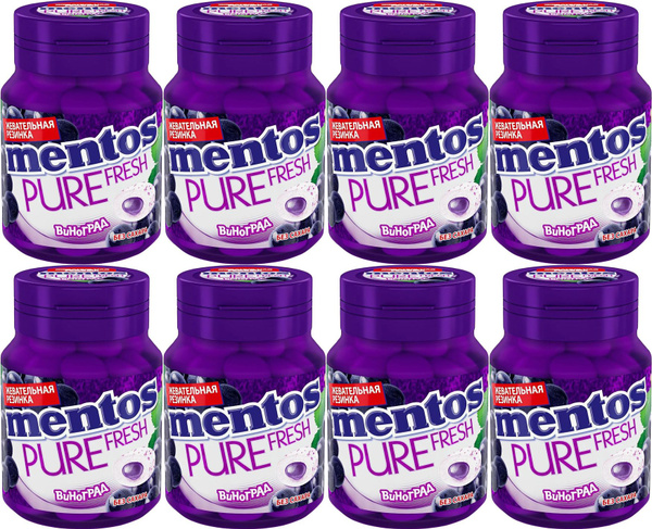 Жевательная резинка Mentos Pure Fresh Виноград, комплект: 8 шт. по 54 г ...