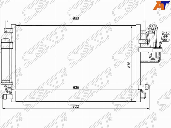 Радиатор кондиционера HYUNDAI TUCSON 04-09/KIA SPORTAGE 04-09 SAT ...