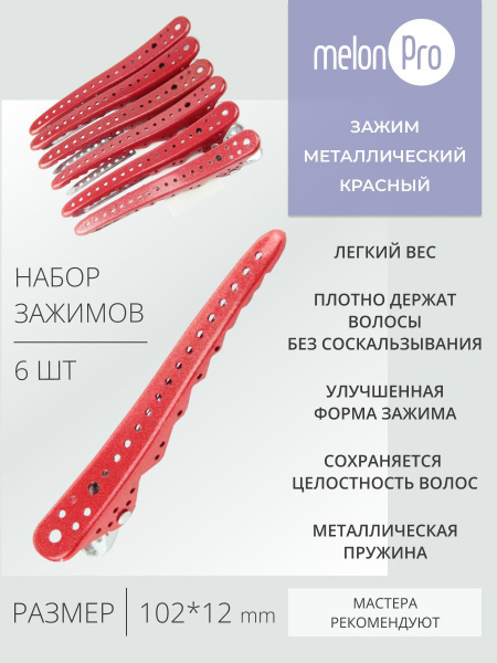 Зажим для волос Melon Pro 6 шт. - купить с доставкой по выгодным ценам в интернет-магазине OZON ...