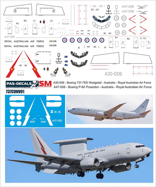 PAS-DECALS Декаль для конверсии Boeing 737-7ES / P8A Poseidon Royal ...