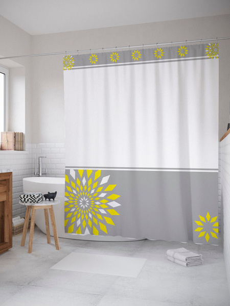 Штора для ванной 200x180 см JoyArty ширма плотные ширина 180 высота 200 для бани санузлов дома ...