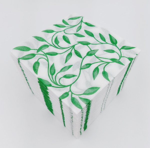 Салфетки бумажные " Bouquet " Зелёные узоры, 1 слой, 24x24, 100 листов ...