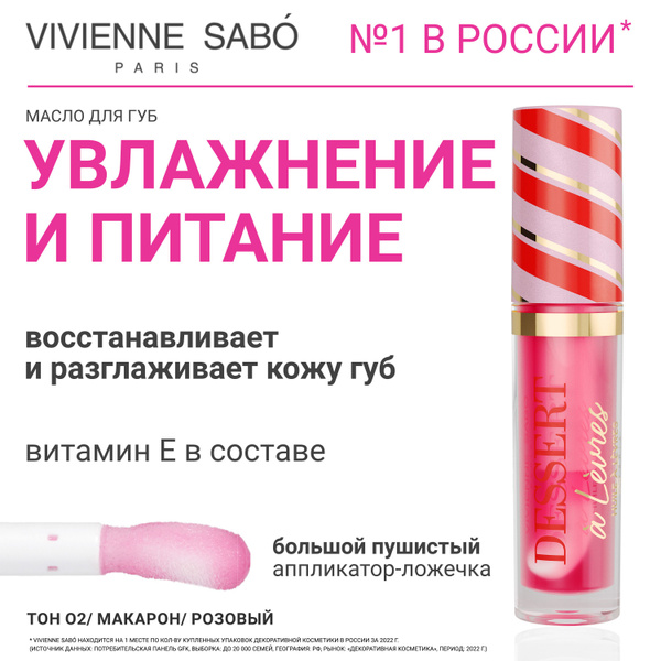 Масло для губ Vivienne Sabo Dessert a levres, легкий объём и влажный ...