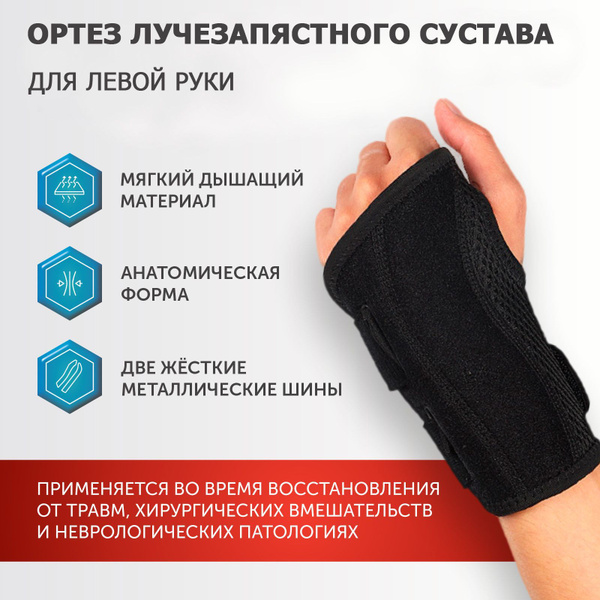 Ортез лучезапястного сустава, бандаж на левую руку универсального ...