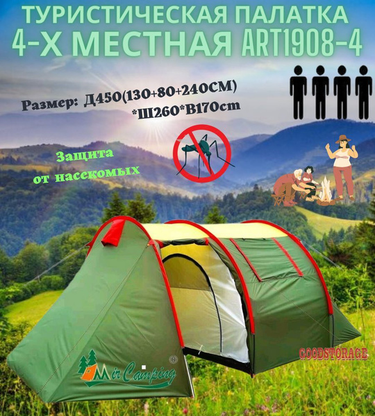 Палатка 4-местная GoodStore24 ART1908-4 - купить по выгодной цене в ...