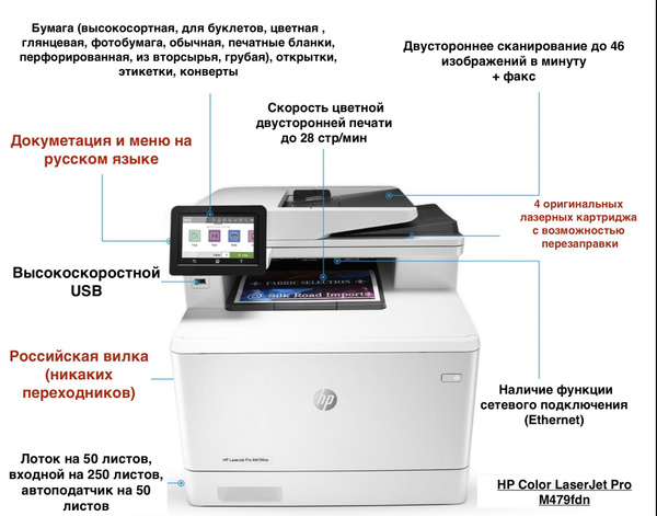 HP МФУ Лазерное Color LaserJet Pro M479fdn + Гарантия 12 месяцев + Факс ...
