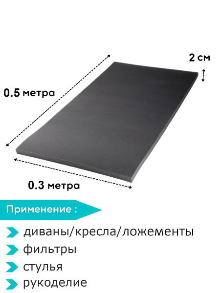 Поролон SPG-2240 черный 20*300*500 мм (комплект-2 шт) купить на OZON по ...