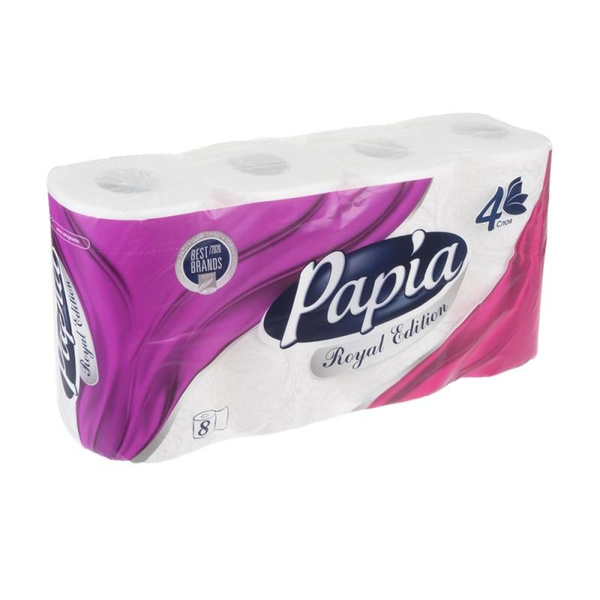 Туалетная бумага "Royal Edition", Papia, 4 слоя, 8 рулонов - купить с ...