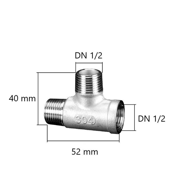 Тройник из нержавеющей стали AISI 304 DN1/2 Резьба ВНН PN 63 купить на ...