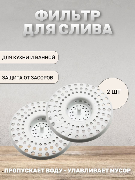 Фильтр для слива ванной и раковины, 2 шт. / Сито для раковины / Сеточка ...