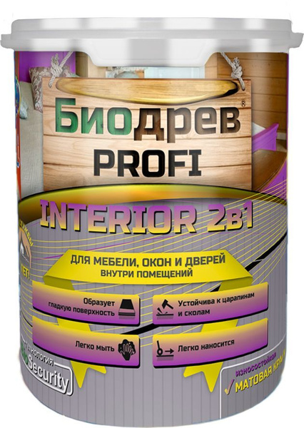 Характеристики Биодрев PROFI "INTERIOR 2в1" RAL 9001, кремово-белый 1 ...