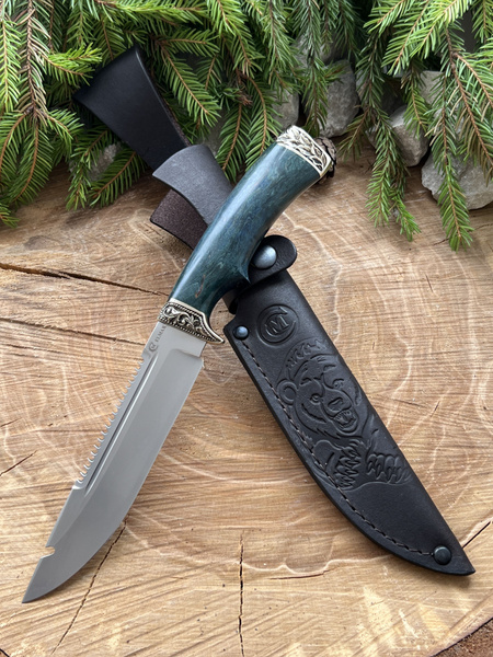 Нож туристический "Щука", сталь Elmax, рукоять стабилизированная карельская береза купить на ...