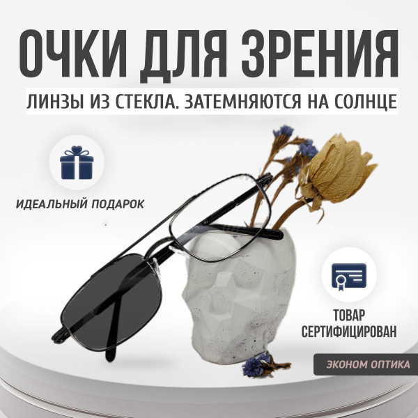 Очки стеклянные хамелеон +1.75 для зрения фотохромные купить на OZON по ...