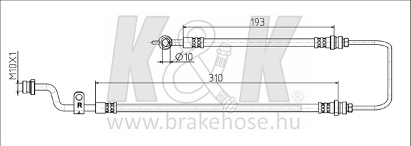Шланг тормозной передн прав kia: cerato (ld) 1.5 c K&K FT0734 - K&K арт ...