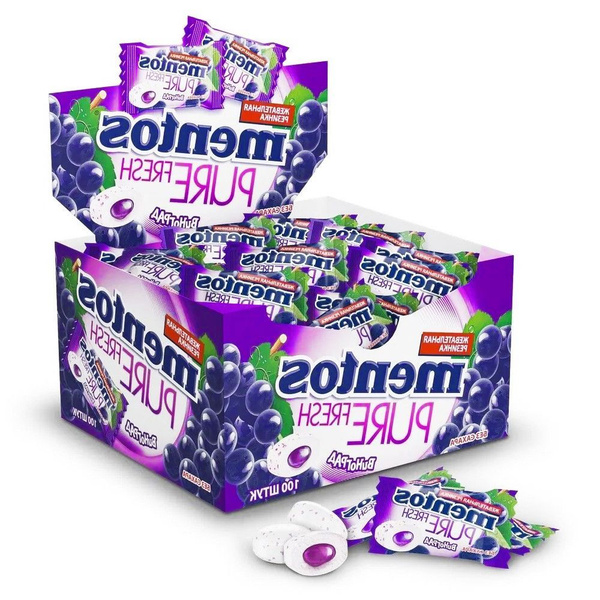 Жевательная резинка Mentos Pure Fresh Виноград (Ментос Пюр Фреш), 100 ...