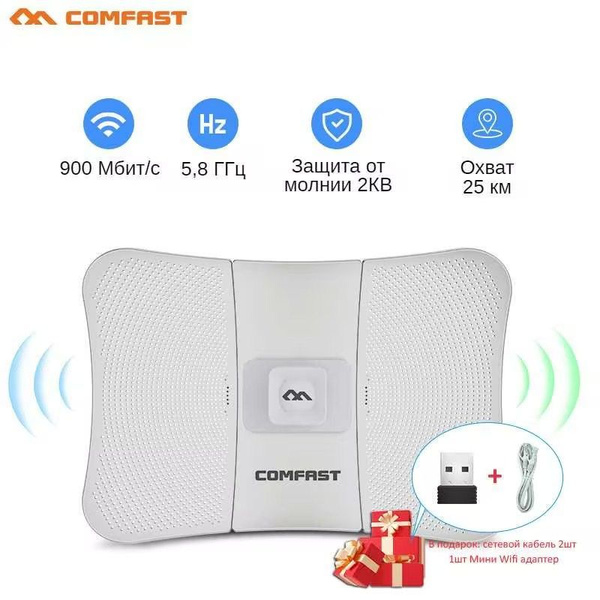 Точка доступа наружная Wi-Fi мост роутер 5ГГц 900 Мбит/с 26дБи роутером ...