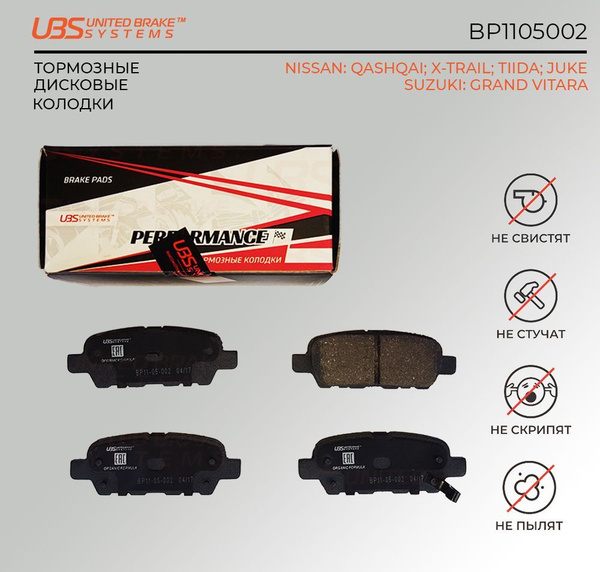 Колодки тормозные UBS BP11-05-002 Задние - купить по низким ценам в интернет-магазине OZON ...