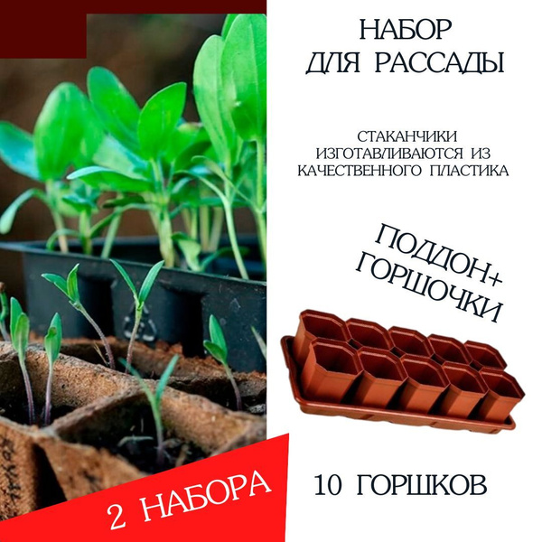 Набор для рассады, (поддон+горшочки)10 горшков, 2 набора купить по ...