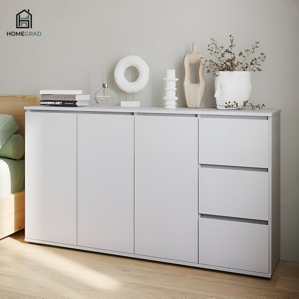 Комод HomeGrad Комод_КОМСУР1504БЕЛ_Нет бренда, 150.4x39x87 см, 3 ящ ...