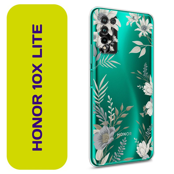 Чехол на Хонор 10Х Лайт / Honor 10X Lite с принтом "Цветы сепия ...