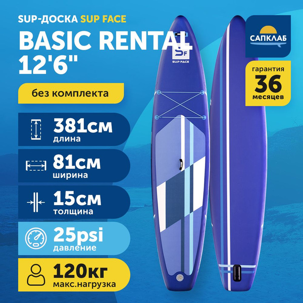 Сапборд SUP face Basic Rental 12.6 туринговый двухслойный спортивный (сап, плавник, лиш ...
