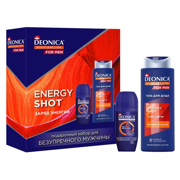 Deonica for men Подарочный набор energy shot гель для душа 250 мл. + дезодорант ролик 50 мл ...