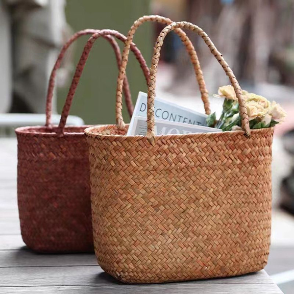 Корзина для покупок из соломы ручной работы, 2 шт. - купить с доставкой ...