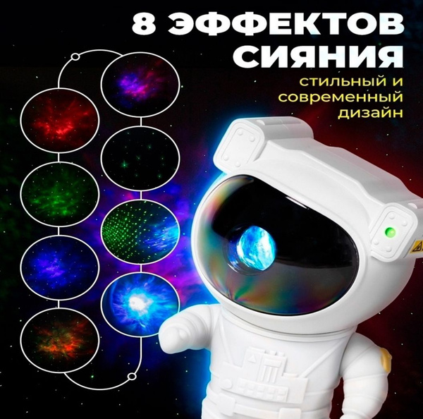 Купить Ночник-проектор Космонавт звездное ночное небо, пластик по ...