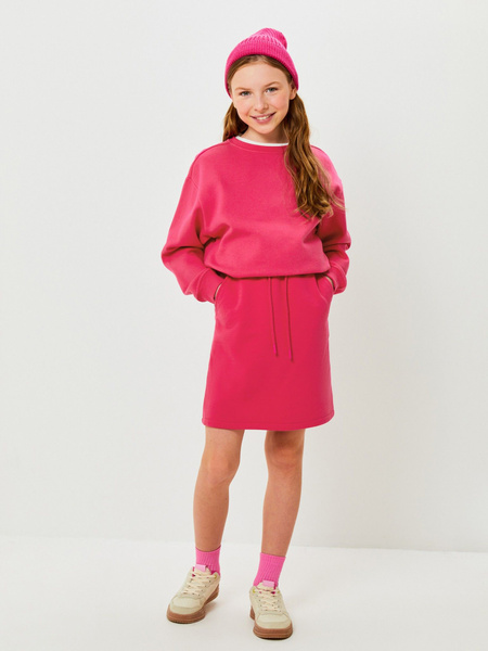 Юбка Девочки Acoola розовый Трикотаж, размер 146 Без застежки, Резинка Миди Карманы, Разрезы ...