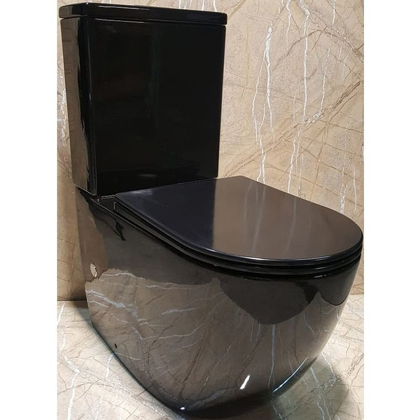 Унитаз компакт CeramaLux NS-2176-18 Черный глянцевый с бачком и сиденьем Микролифт купить на ...