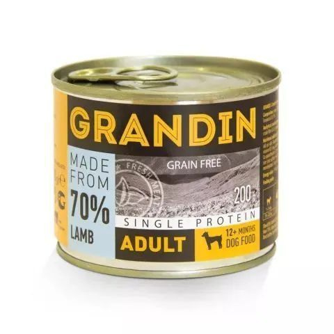 Влажный корм Grandin с ягненком и льняным маслом для собак 200 г ...