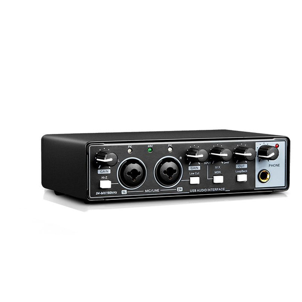 Звуковая карта, USB-аудиоинтерфейс 2х2 канала, 24 бита 192 кГц ...