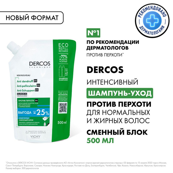 Vichy Dercos Интенсивный шампунь-уход против перхоти и себореи для ...