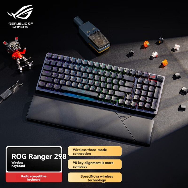 ASUS Игровая клавиатура беспроводная ROG SCOPE II 98 RX PBT, (ROG NX SNOW), Английская раскладка ...