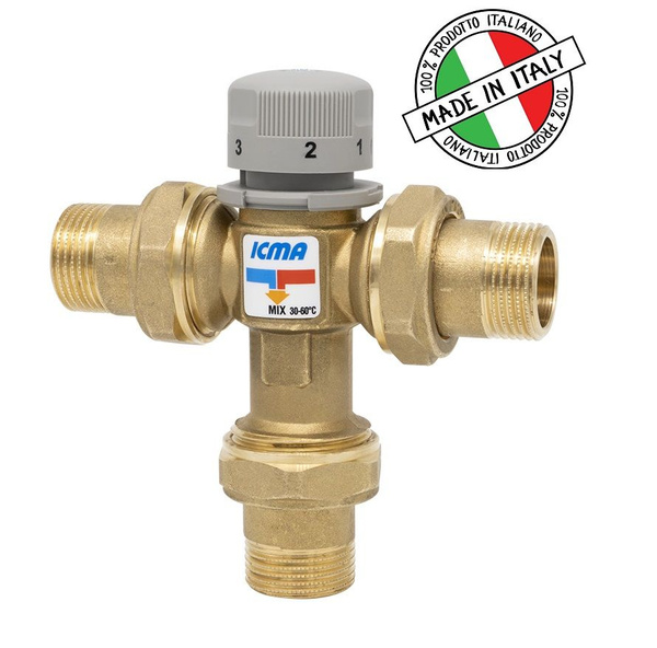 Клапан смесительный термостатический 3/4" 30-60 C НГ/НГ/НГ ICMA 148 90148AE05 - купить в ...