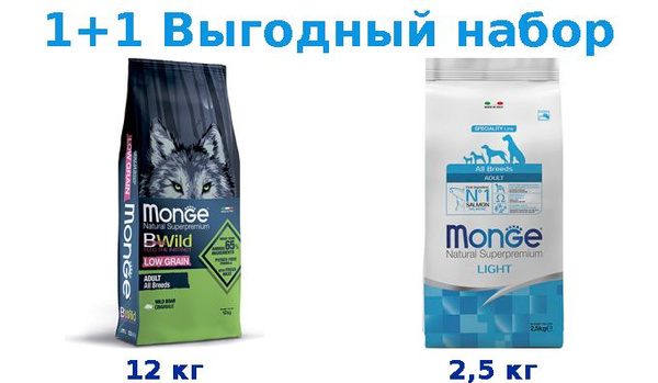 Сухой корм Взрослые, Monge Dog BWild Low Grain Adult All Breeds Wild ...