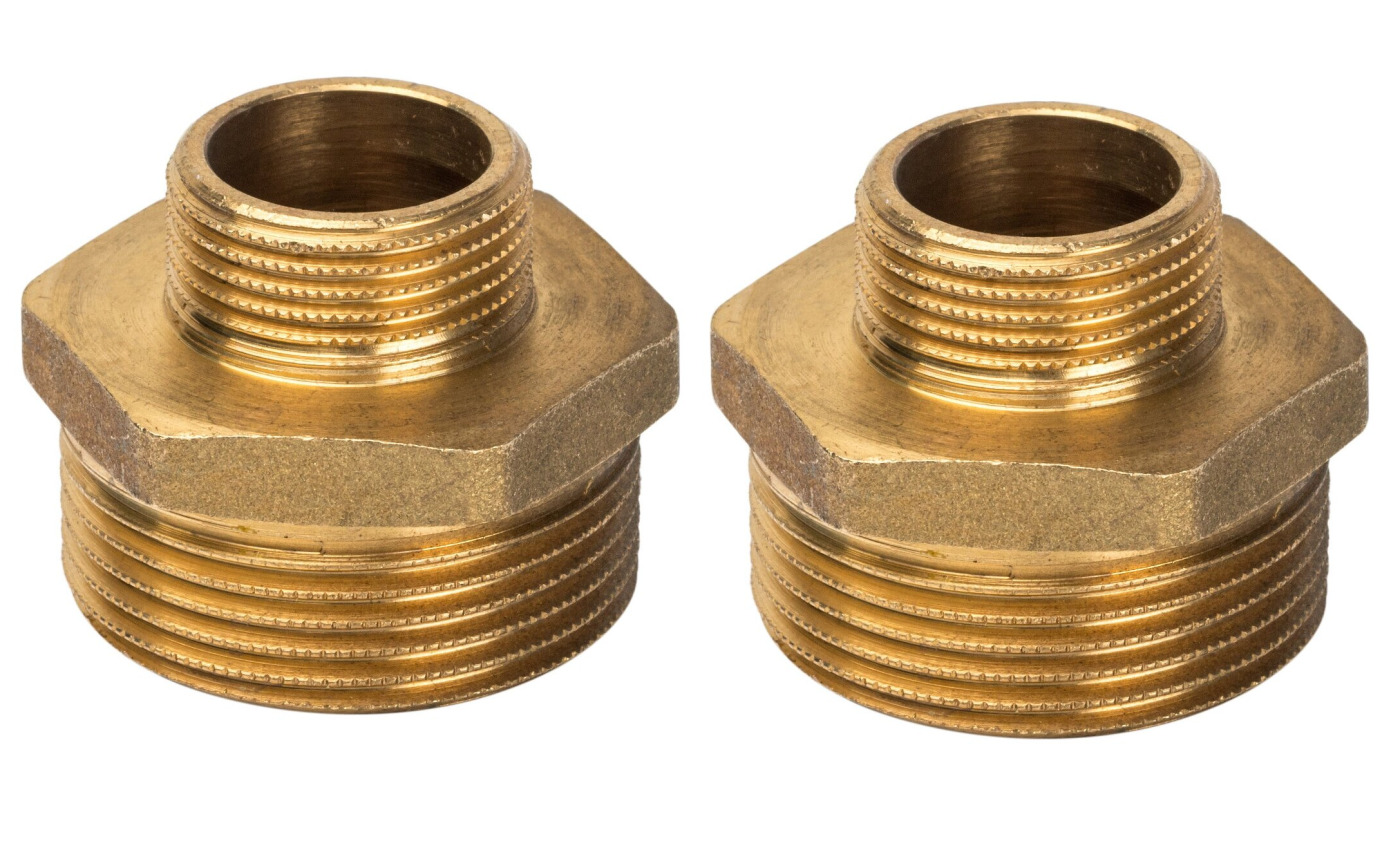 Ниппель (бочонок) переходной латунь 1/2" х 1" НР-НР (штуцер-штуцер), 2 ...
