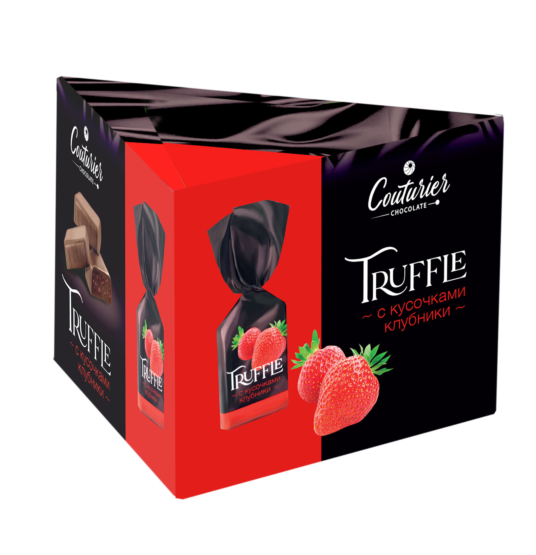 Конфеты шоколадные в коробке "Truff-le" с кусочками клубники, 125 г ...