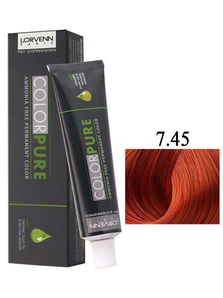 LORVENN HAIR PROFESSIONALS Краска COLOR PURE для окрашивания волос 7.45 ...