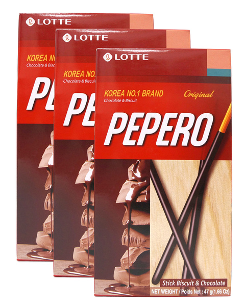 Корейские палочки в шоколадной глазури Original, Pepero, 47г по 3 шт ...