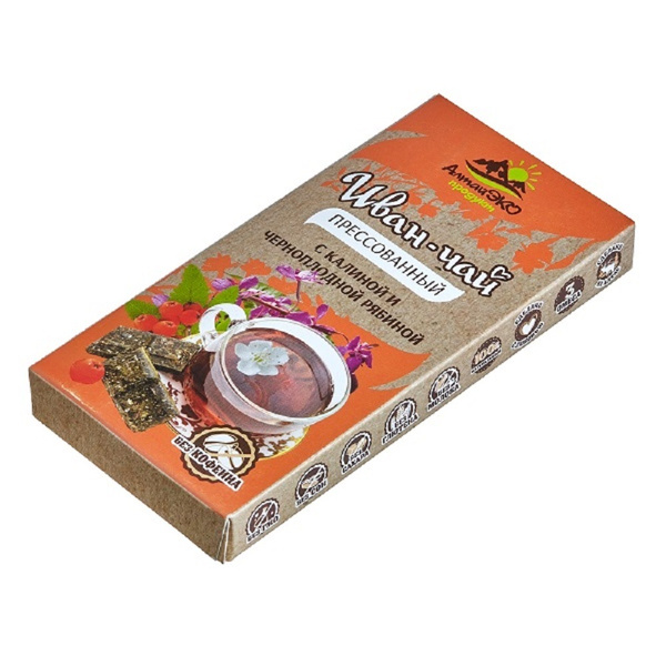 Иван-чай прессованный с калиной и черноплодной рябиной, АлтайЭко, 50 гр ...