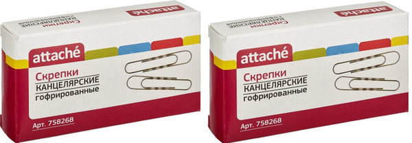 Скрепки Attache, 75, цинковое, овальная, 2 упаковки по 40 штук (серебристый) - купить с ...